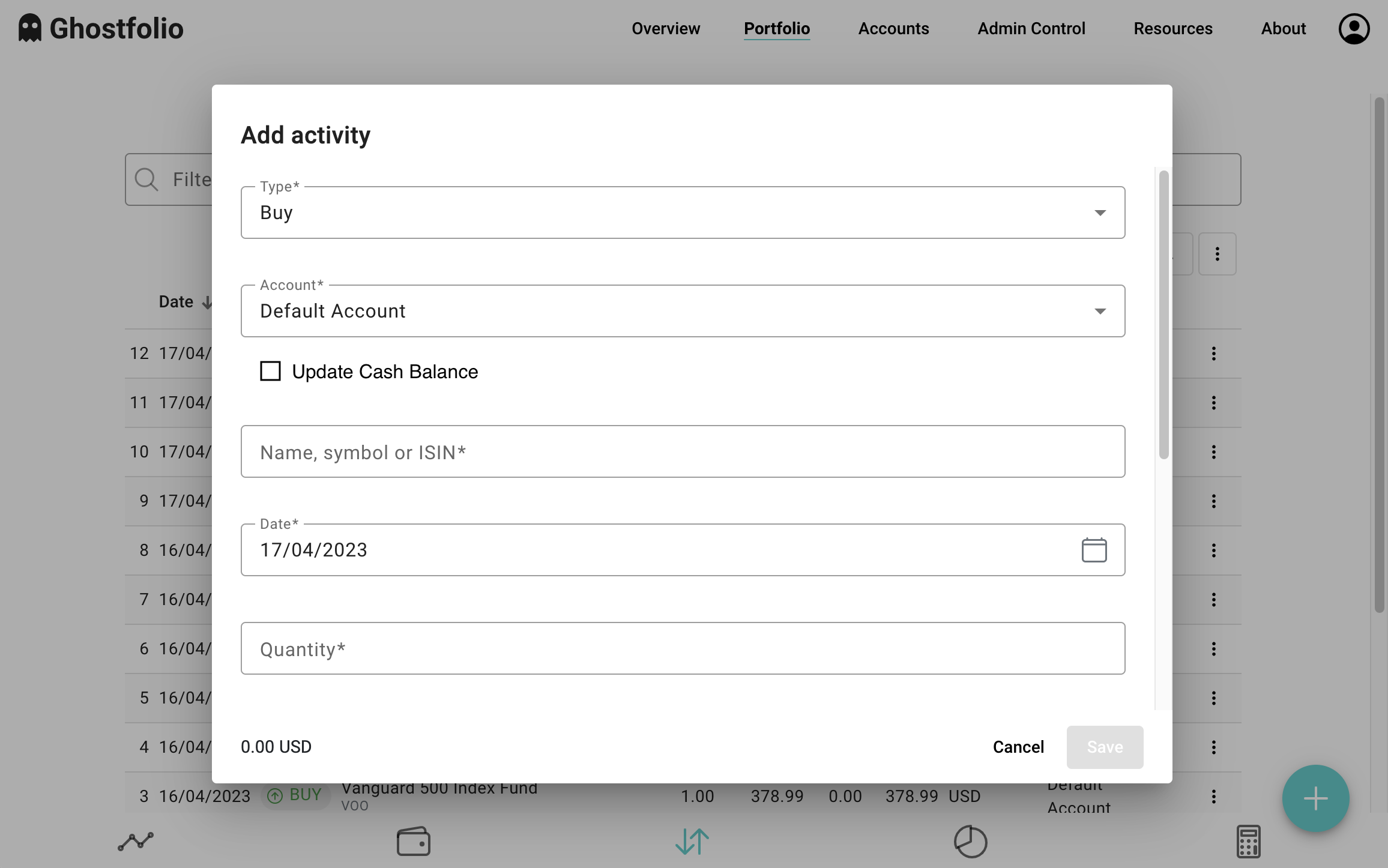 Optionally update cash balance of account · Issue #1867 · ghostfolio/ghostfolio · GitHub
