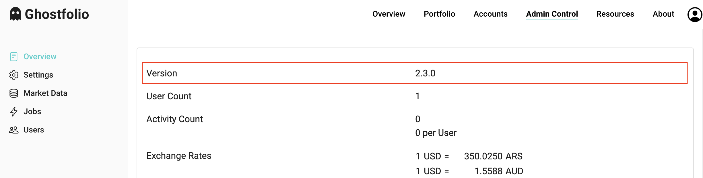 Add the version to the Overview of the Admin Control panel · Issue #2373 · ghostfolio/ghostfolio ...