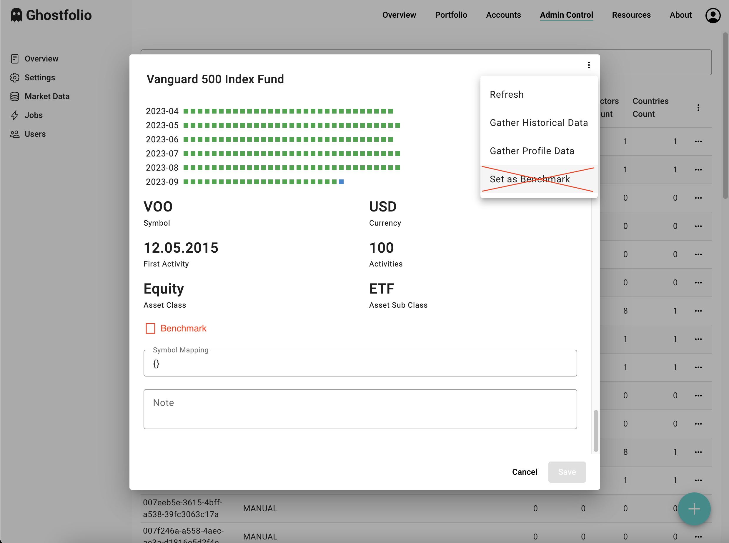 Change UX to set as an asset profile as a benchmark · Issue #2381 ...