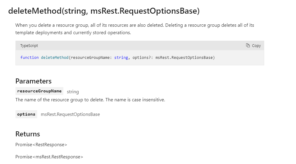 @azure/arm-resources delete instead of deleteMethod? · Issue #18423 · Azure/azure-sdk-for-js ...