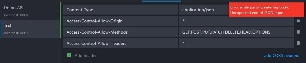 Unexpected end of JSON input · Issue #1177 · mockoon/mockoon · GitHub