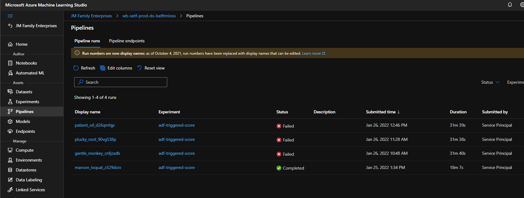 Pipeline Run Failed With Status Internalservererror 404 Error When Viewing Logs · Issue 1674