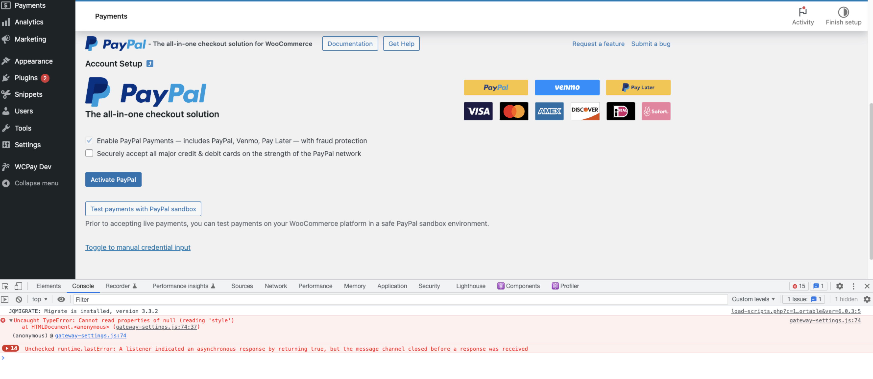 Browser console error on the plugin's settings page · Issue #930 · woocommerce/woocommerce ...