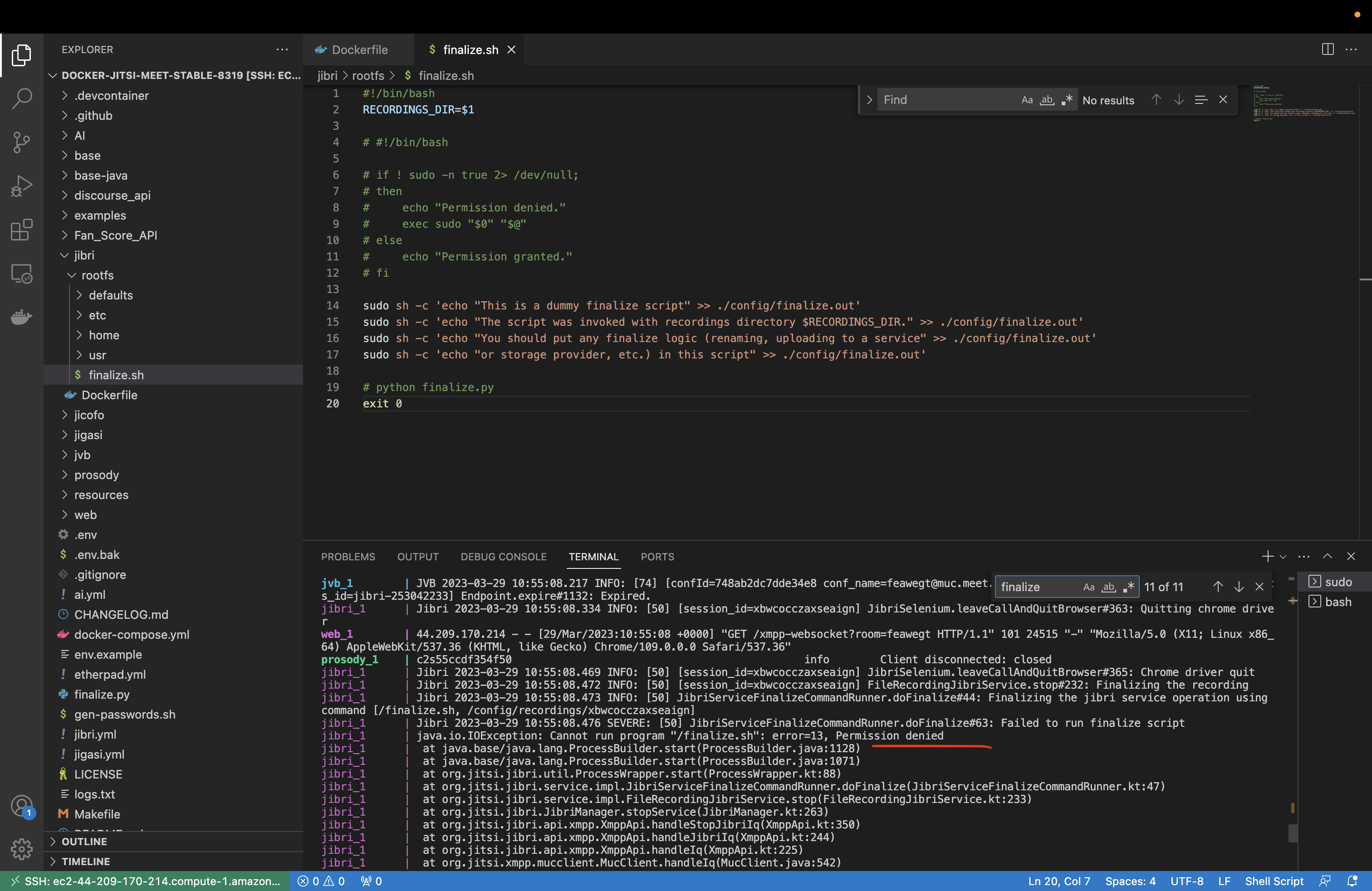 Finalize Sh Is Not Working In Jibri Getting Permission Error · Issue 1511 · Jitsi Docker Jitsi