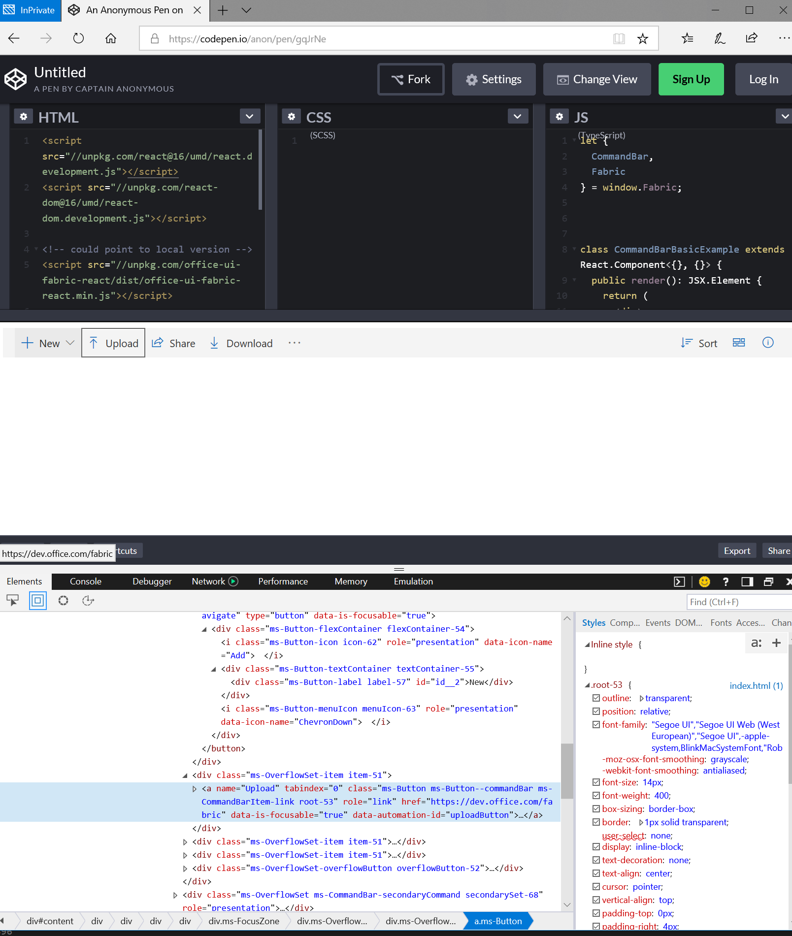 role="link" to command bar menu items changing way of key board access ...