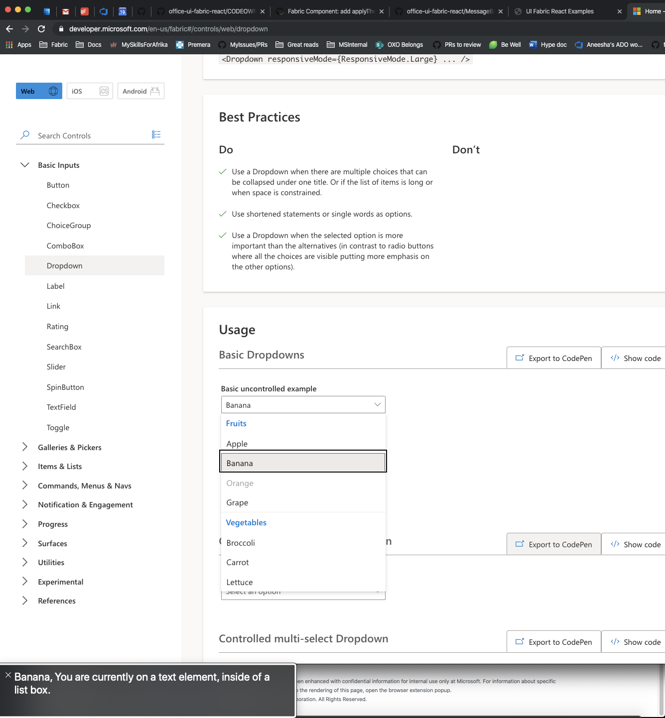 [A11Y] [VoiceOver] - unable to select dropdown items with voiceover · Issue #11247 · microsoft ...