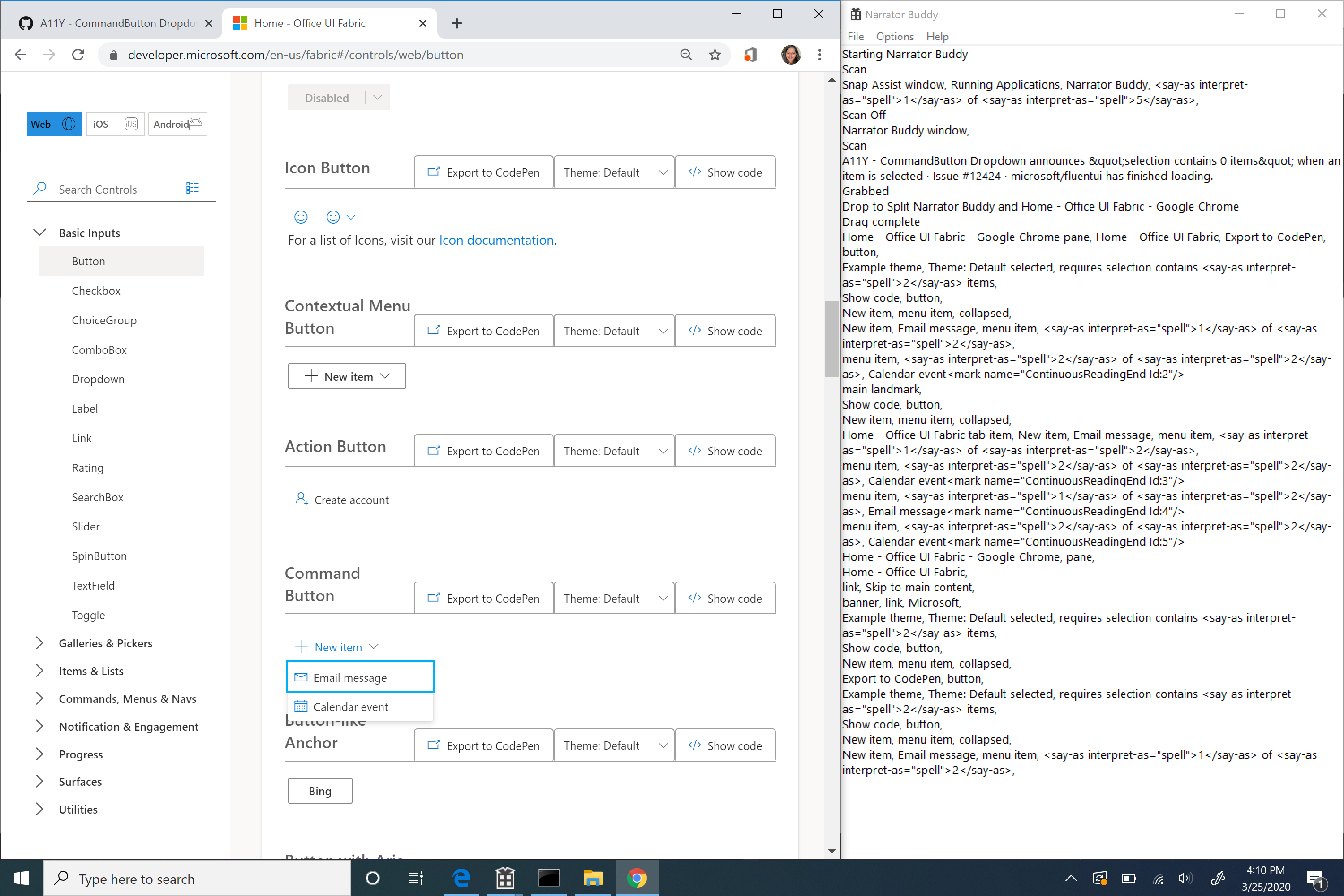 A11y Commandbutton Dropdown Announces Selection Contains 0 Items When An Item Is Selected