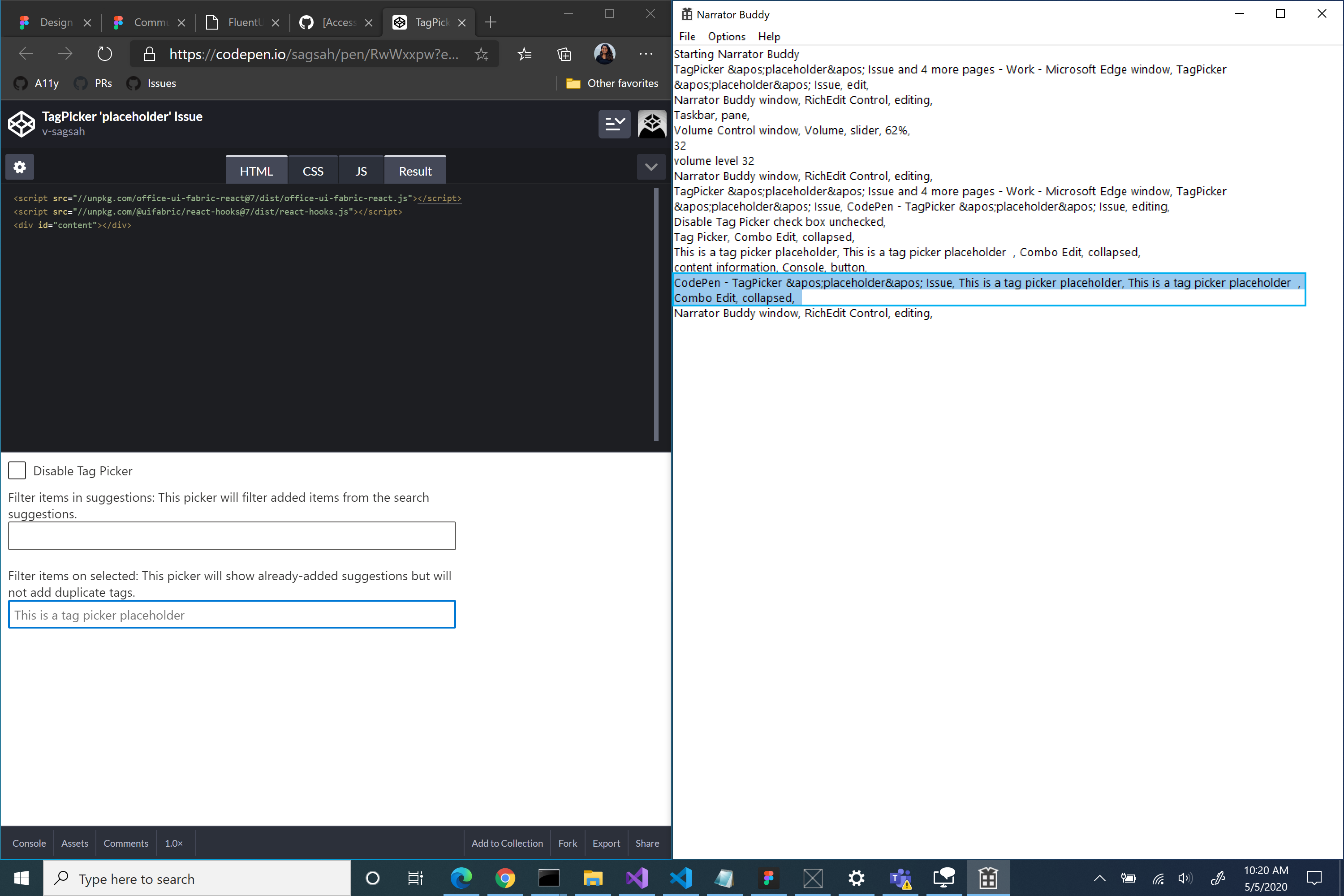 [Accessibility] : Narrator/NVDA is reading the placeholder text for TagPicker field multiple ...