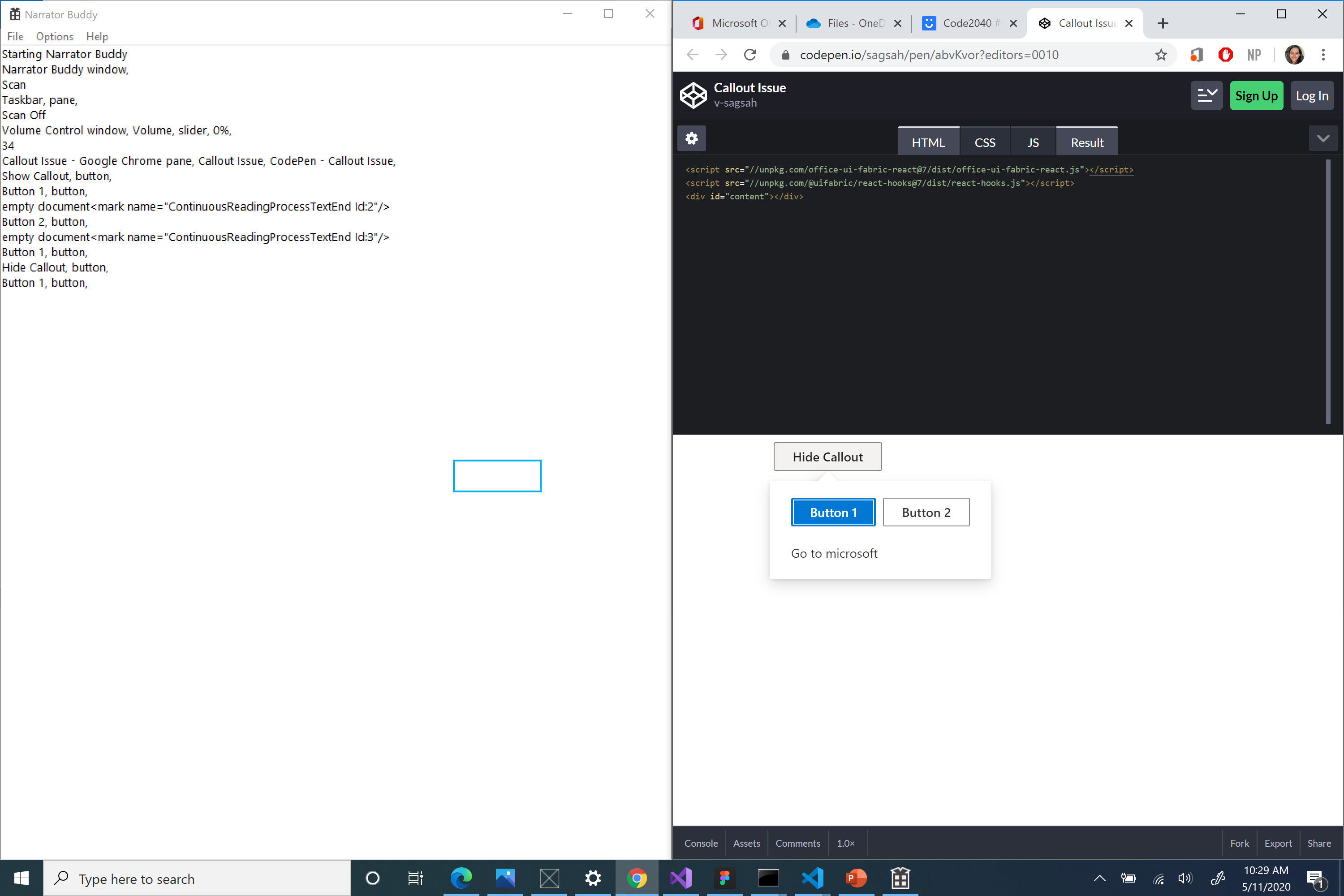 [Accessibility] : NVDA is reading all the controls at once when the callout button clicked with ...