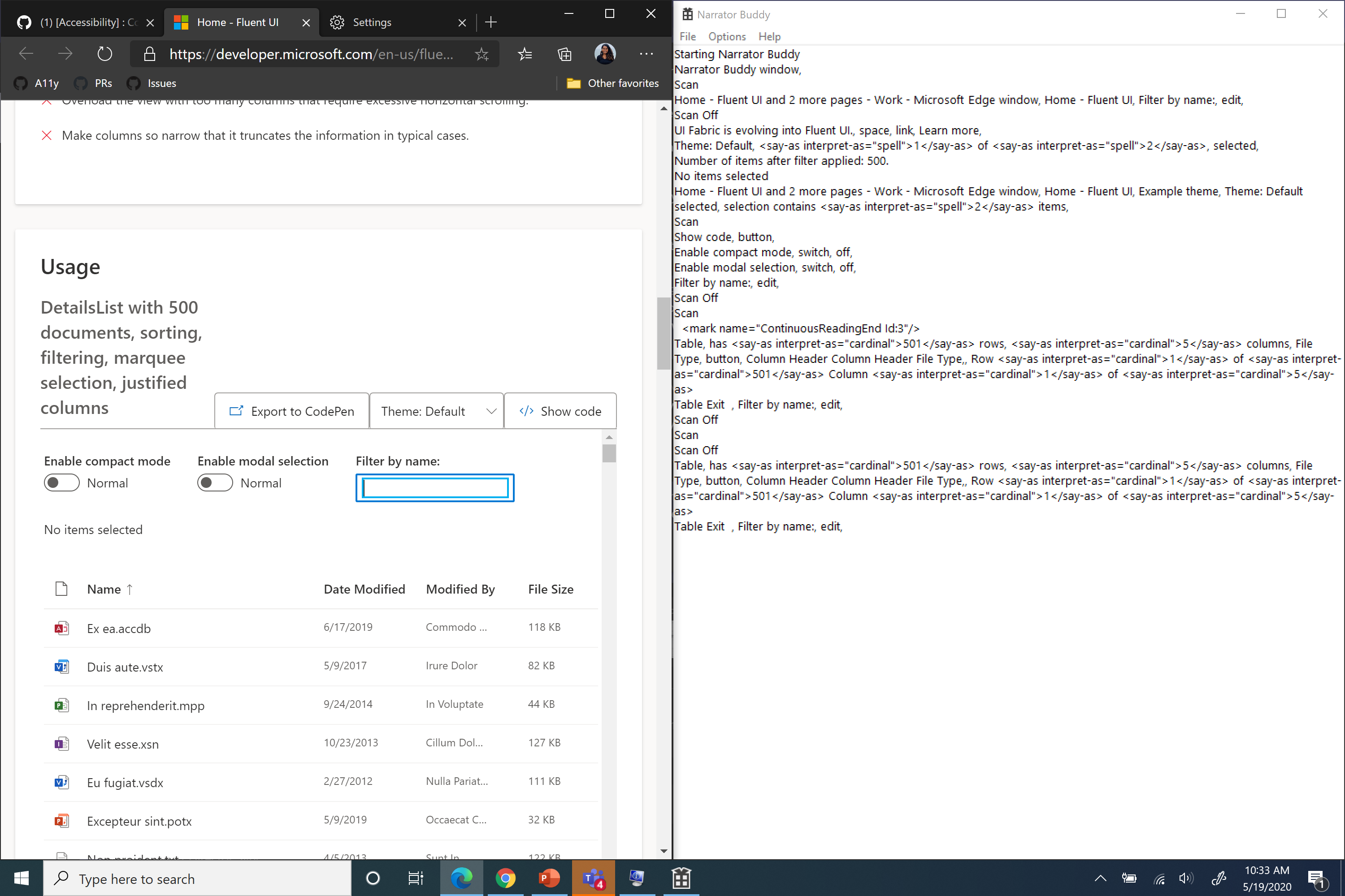DetailsList: Navigating in scan mode of narrator it announce on every separation as Blank ...