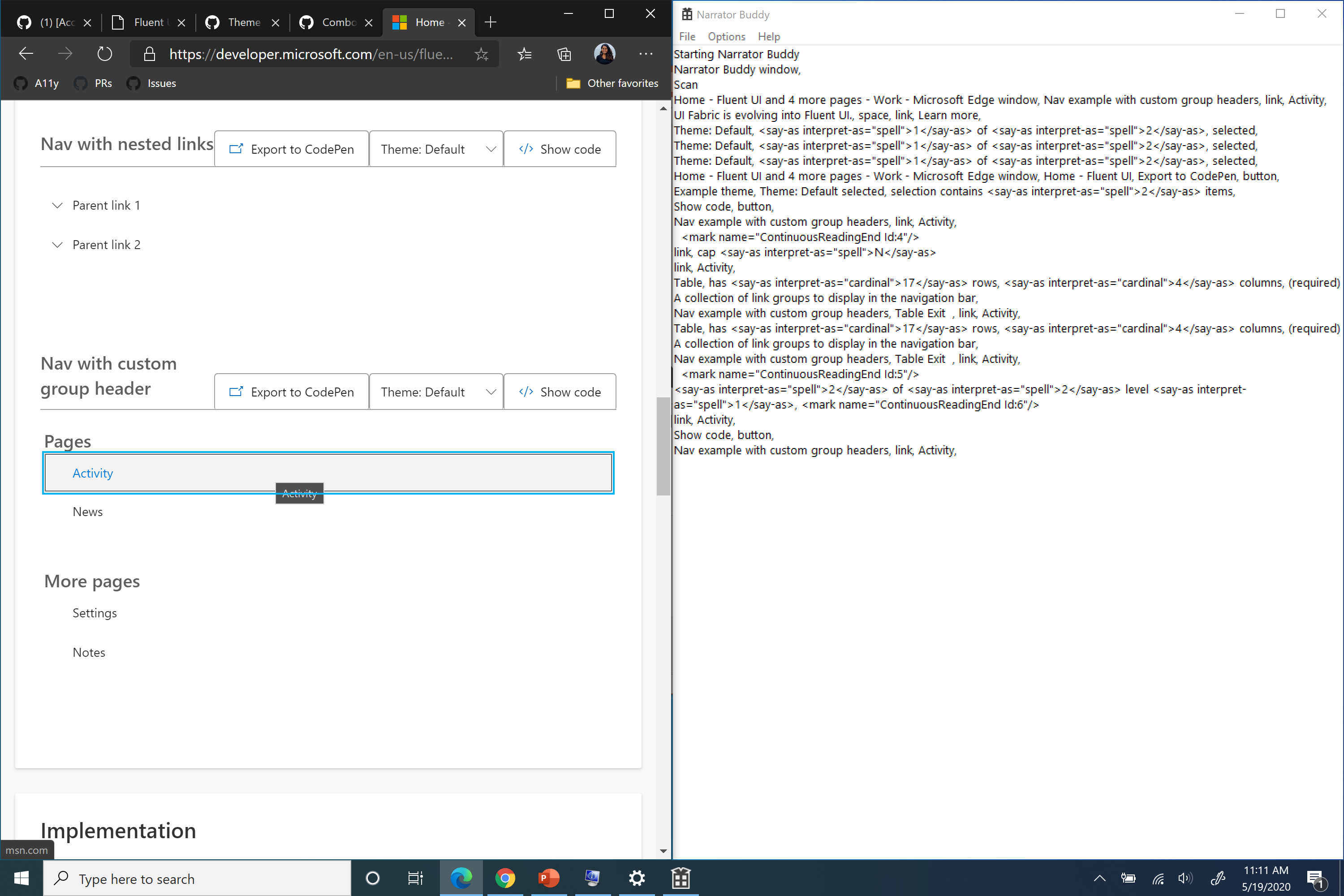 Nav: when focus Jumps on Nav item ... After reading At the End it Reads 0% Vertically Scroll ...