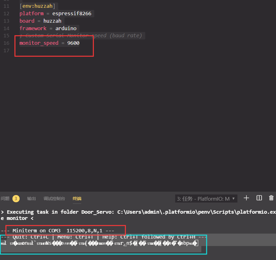 串口出现乱码，且在platformio.ini更改monitor-speed不起作用 · Issue #1386 · platformio/platformio-vscode-ide · GitHub