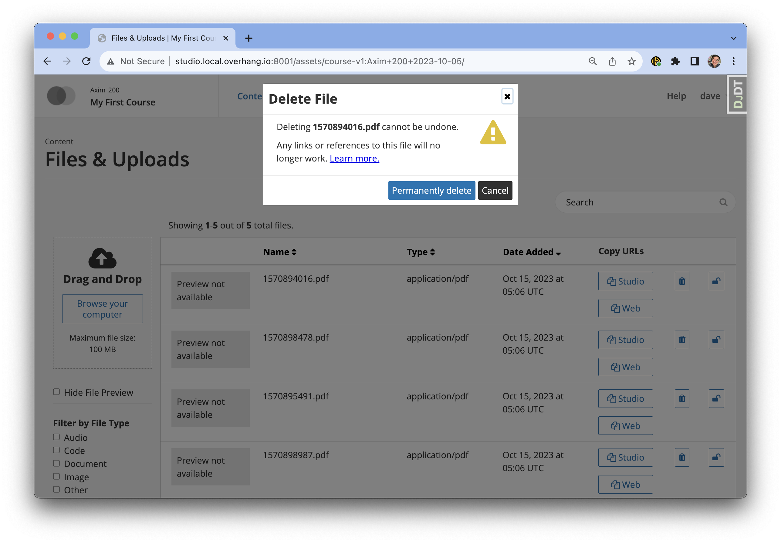 Add a warning message before overwriting assets in Files and Uploads · Issue #298 · openedx ...