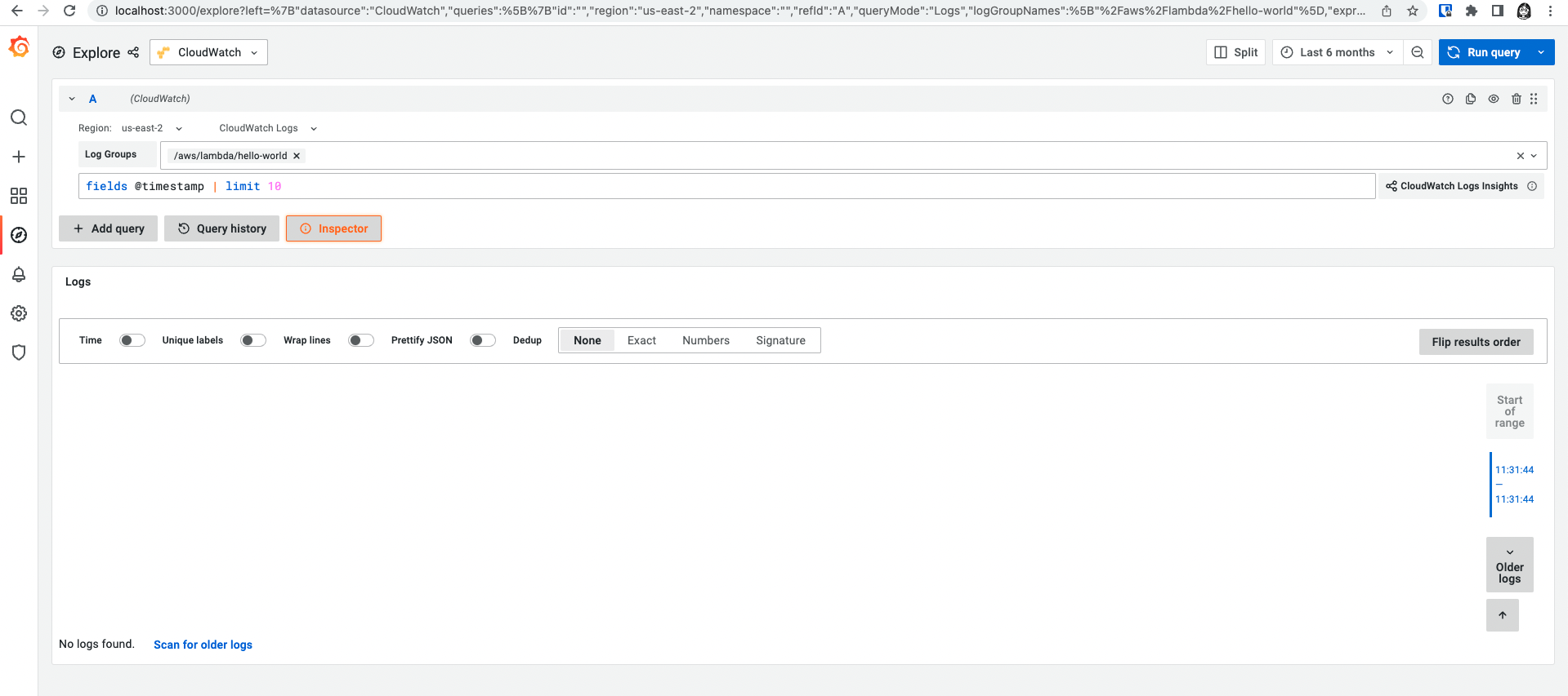 Cloudwatch Logs Explore Did Not Return A Visualization With Returned Data · Issue 47815 8972