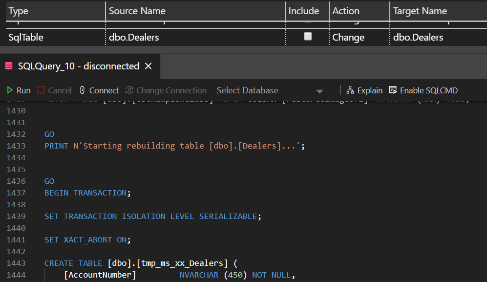 Schema Compare: Generate Script Ignores checkboxes · Issue #10723 ...