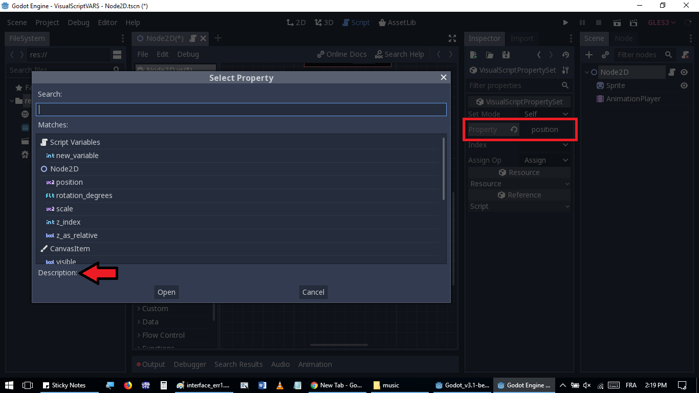 Select (Property/method/..) Description is hidden · Issue #26120 · godotengine/godot · GitHub