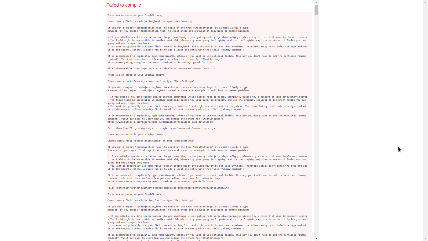 BUG: Fresh install does not work - new build is broken · Issue #233 · TryGhost/gatsby-starter ...