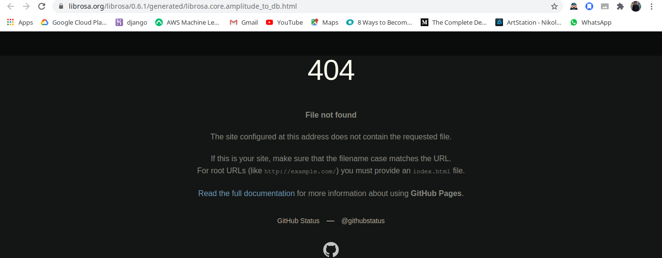 DOCS: Page for 'amplitude to db' in 0.6.1 does not exist, but shows on google search · Issue ...