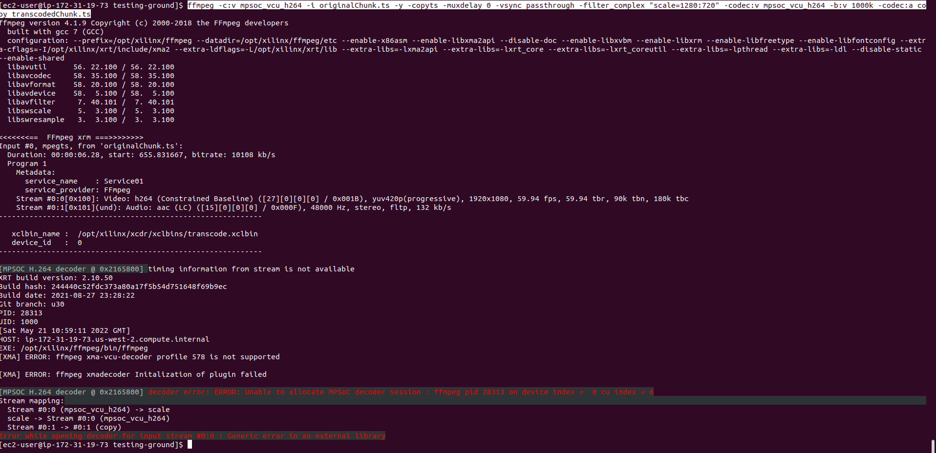 [XMA] ERROR: ffmpeg xma-vcu-decoder profile 578 is not supported · Issue #28 · Xilinx/video-sdk ...