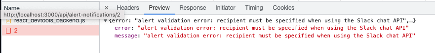 Two error toasts displayed when trying to save an invalid Slack ...