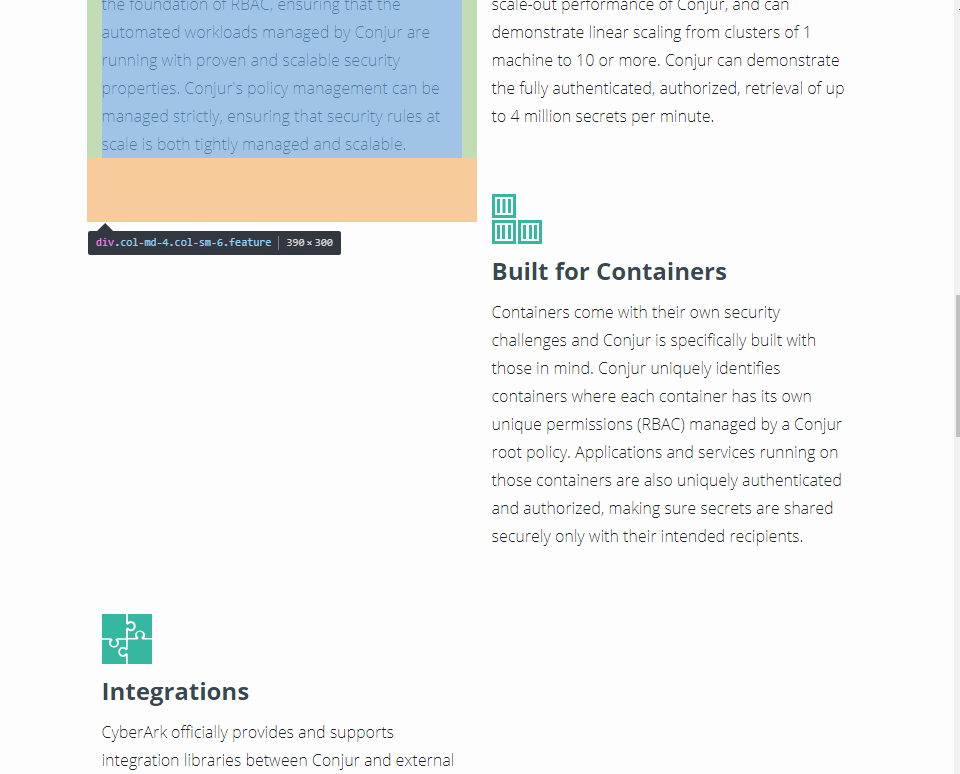 Conjur.org Homepage Features (> "Integrations") break at 768px · Issue ...