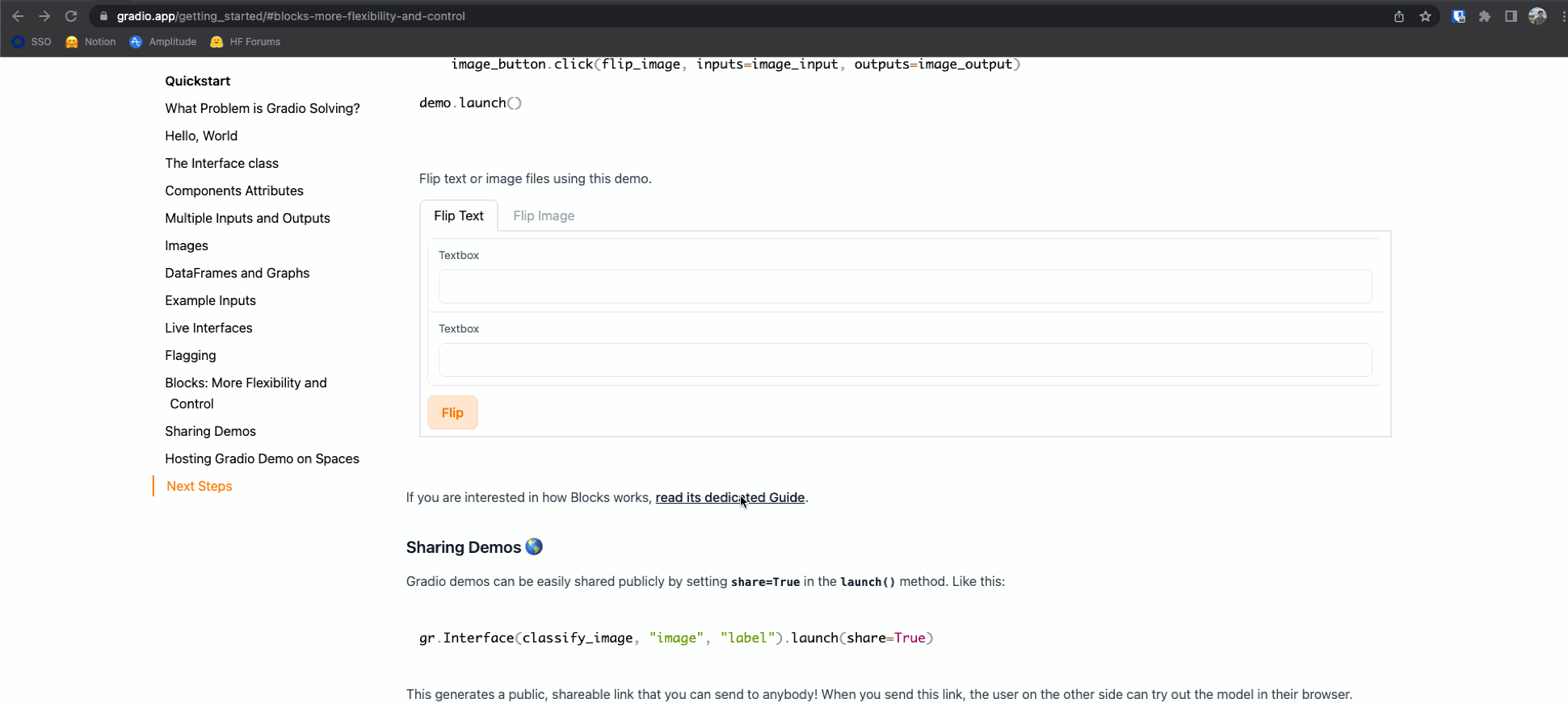 Broken link to blocks guide in the getting started page · Issue #1690 · gradio-app/gradio · GitHub