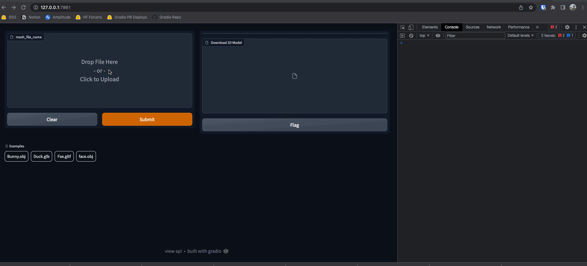 Cannot upload Model3D image after clearing it · Issue #2148 · gradio-app/gradio · GitHub