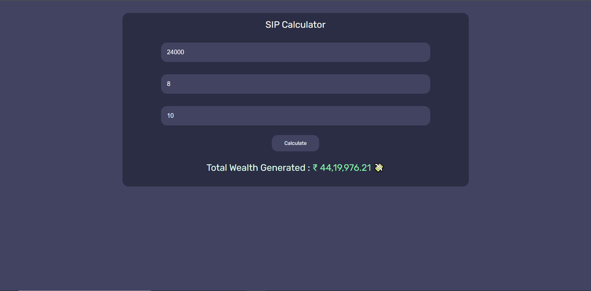GitHub - mambawolf/SIP-Calculator: A simple SIP Calculator that lets you know your total wealth ...
