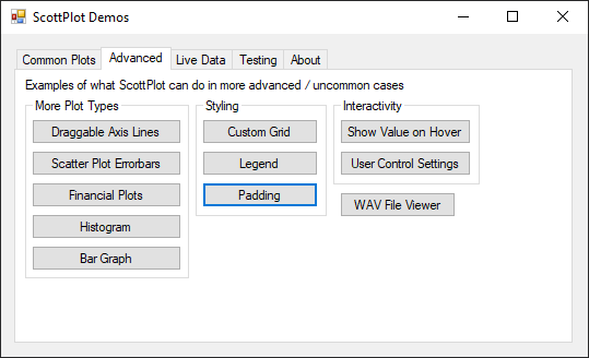 Horizontal axis only - padding not correct · Issue #154 · ScottPlot/ScottPlot · GitHub
