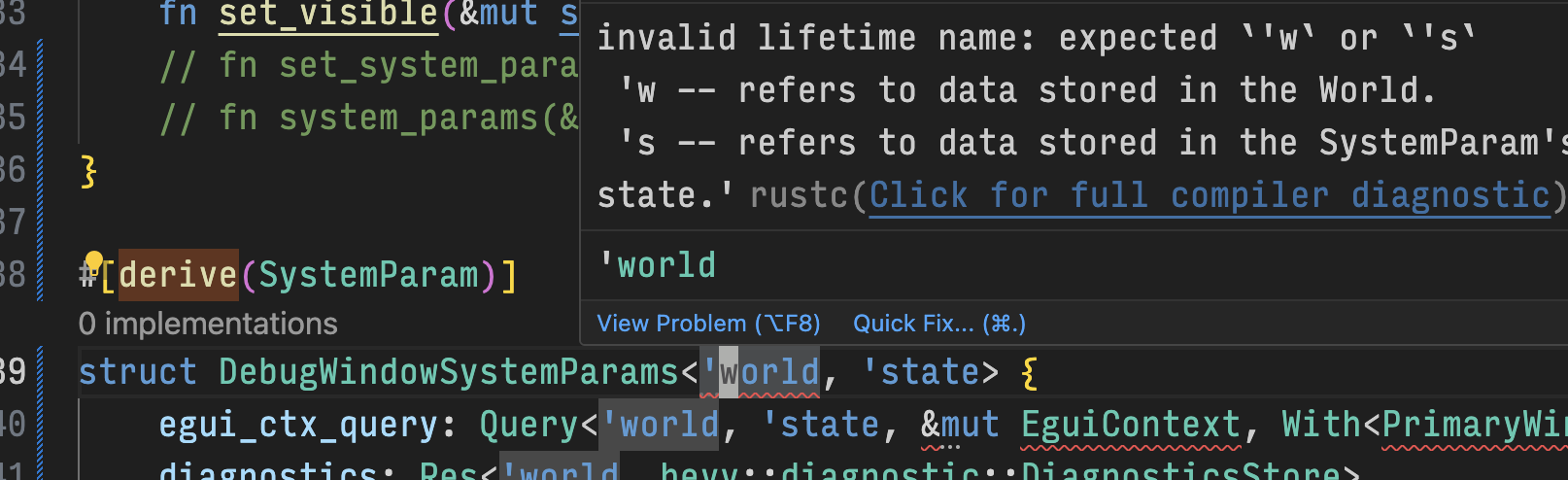 `derive(SystemParam)` should allow `'world` and `'state` lifetime names · Issue #10331 ...