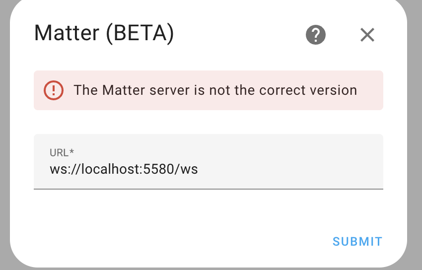 Matter server is not the correct version · Issue #176 · matter-js/python-matter-server · GitHub