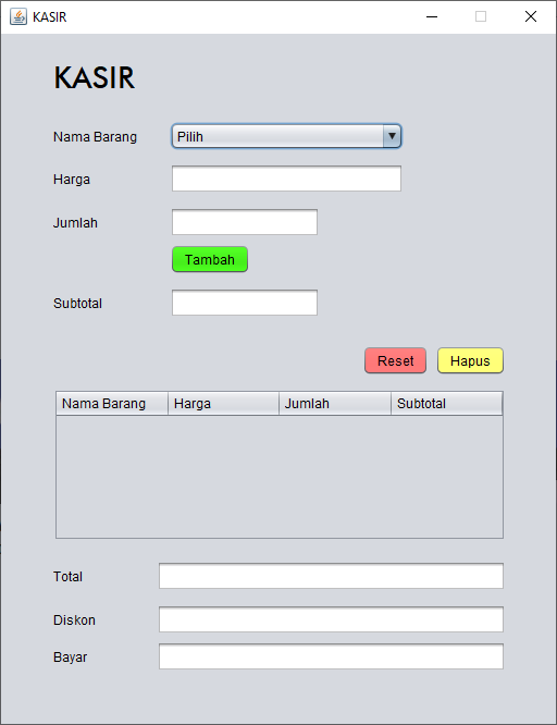 GitHub - rizkarhm/Kasir: Aplikasi kasir sederhana menggunakan Java Swing