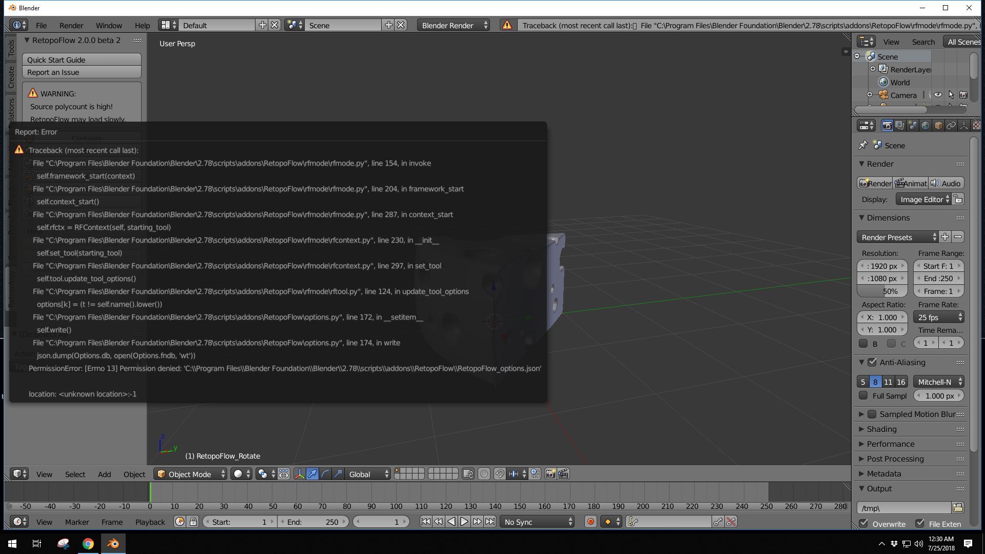 Error pops up when I try to do anything · Issue #546 · CGCookie/retopoflow · GitHub