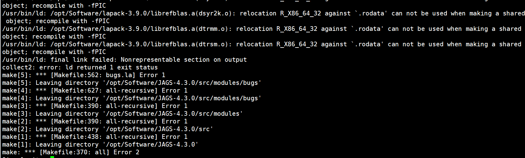 The Lapack Compile Successfully For Jags Make Error · Issue 442 · Reference Lapack Lapack