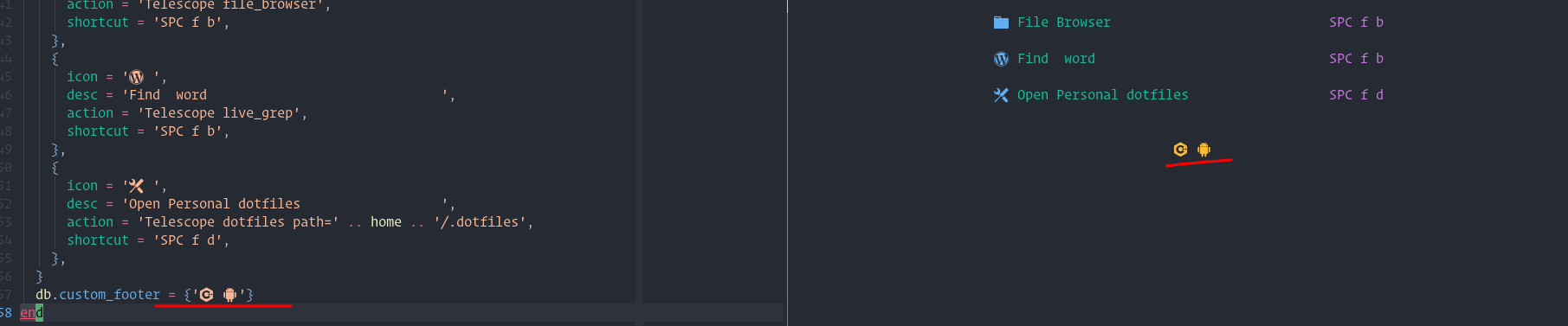 Same unicode icon rendered differently at center and footer · Issue #173 · nvimdev/dashboard ...
