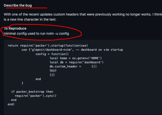 Bug · Issue #187 · nvimdev/dashboard-nvim · GitHub