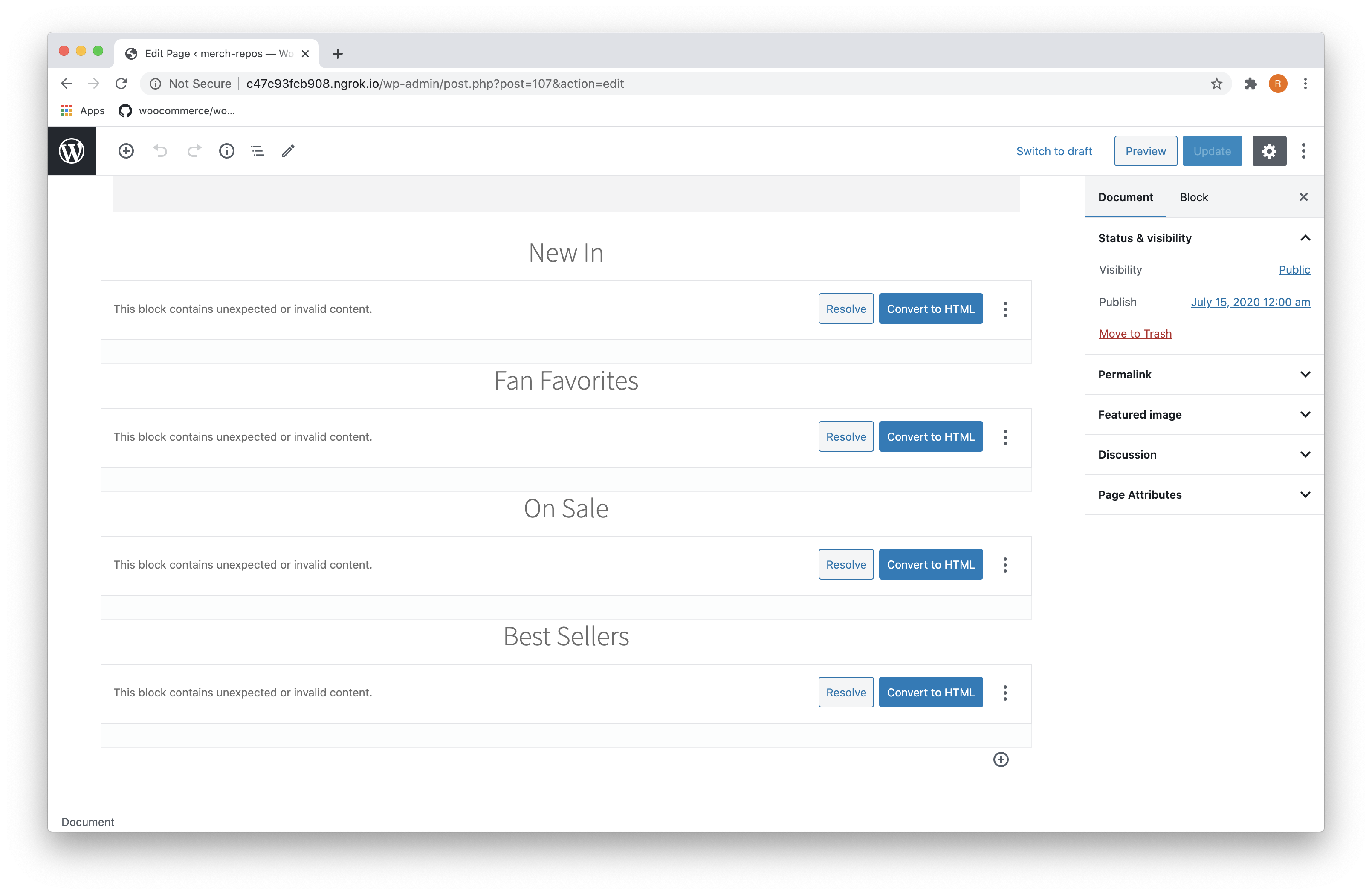 Homepage Start Content Contains Invalid Broken Woocommerce Blocks Markup · Issue 1423