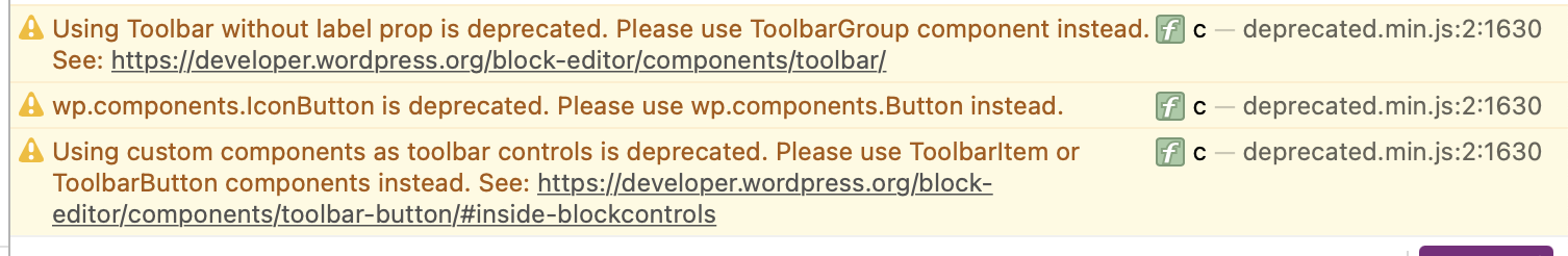 WP 5.6 – deprecation warnings in various blocks · Issue #3438 ...