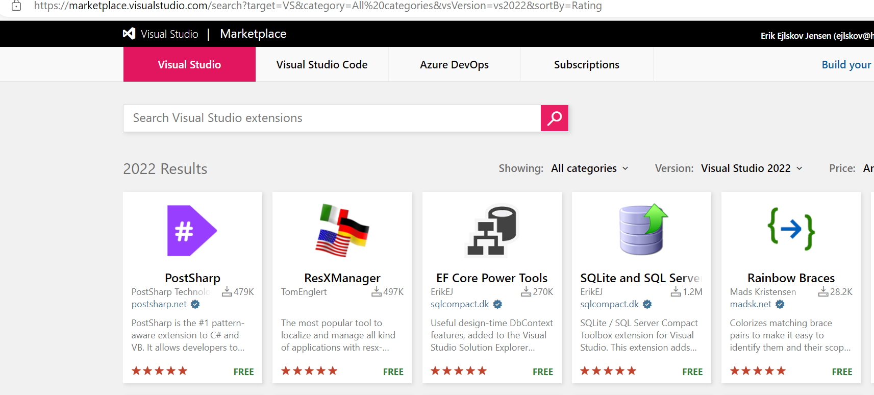 Highest rated Visual Studio extensions are based on VS 2019! · Issue ...