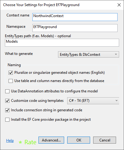 Reverse Engineering Settings Windows Frame to small? · Issue #1721 · ErikEJ/EFCorePowerTools ...