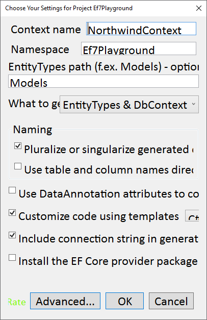 Reverse Engineering Settings Windows Frame to small? · Issue #1721 · ErikEJ/EFCorePowerTools ...