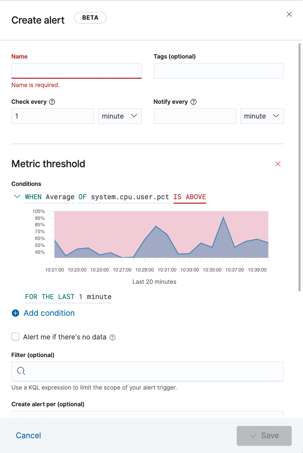 [Metrics UI] Charts on alerts show pink background when threshold has NOT been set. · Issue ...