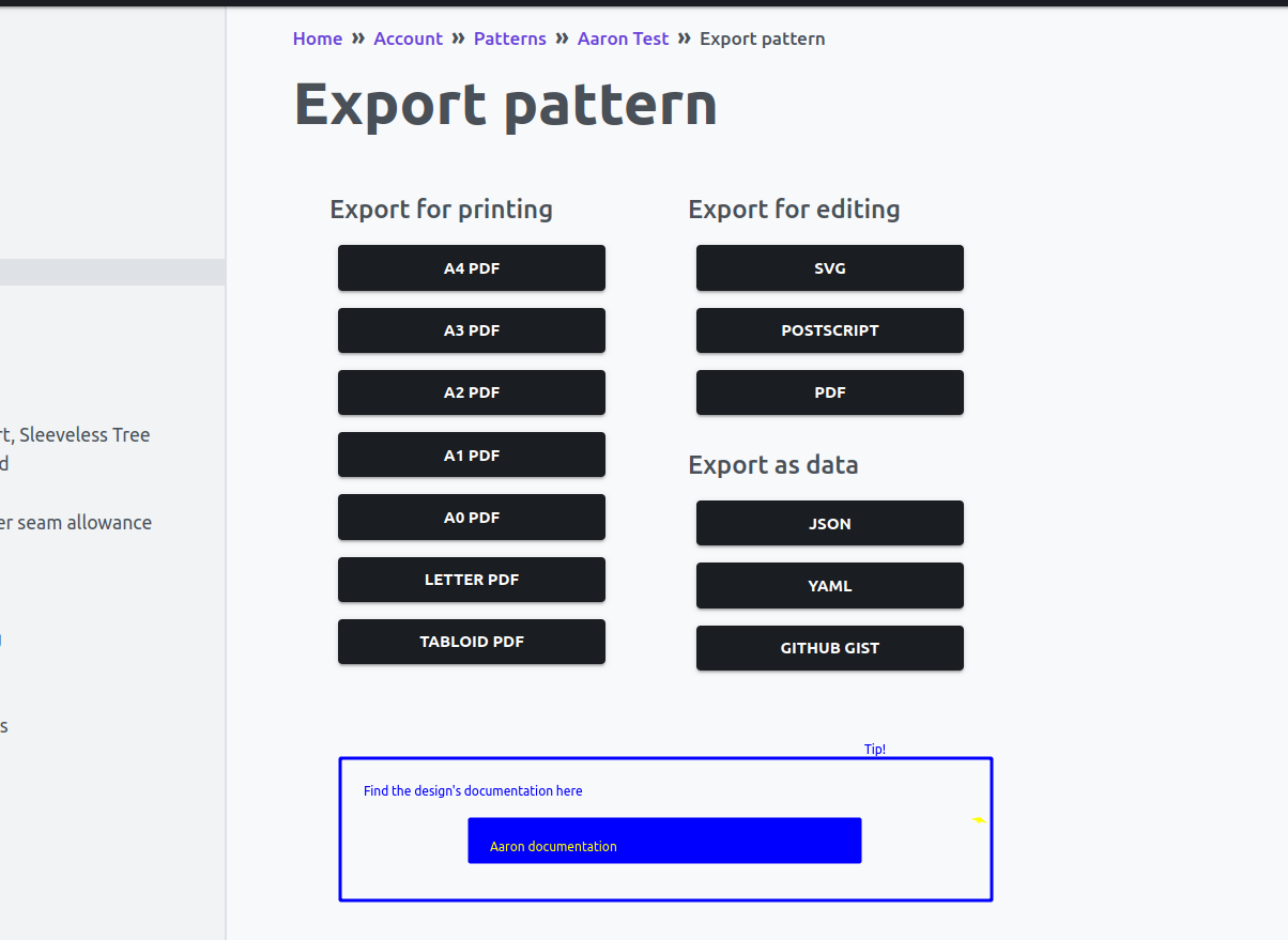 Add a link to the documentation when you export your pattern and in the side bar · Issue #2153 ...