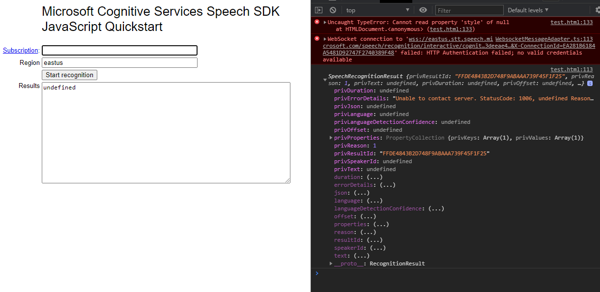 Unable to get started · Issue #331 · microsoft/cognitive-services-speech-sdk-js · GitHub