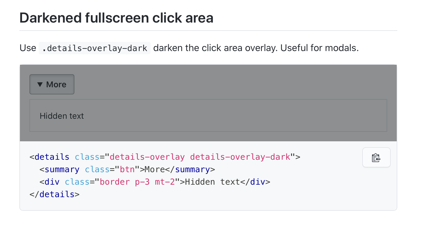 .details-overlay-dark Appears Above The Content Being Shown · Issue #1103 · primer/css · GitHub