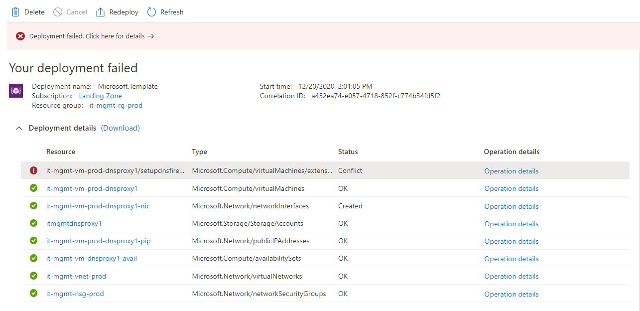 using DNS Forwarder Template - Issue installing Extension ...