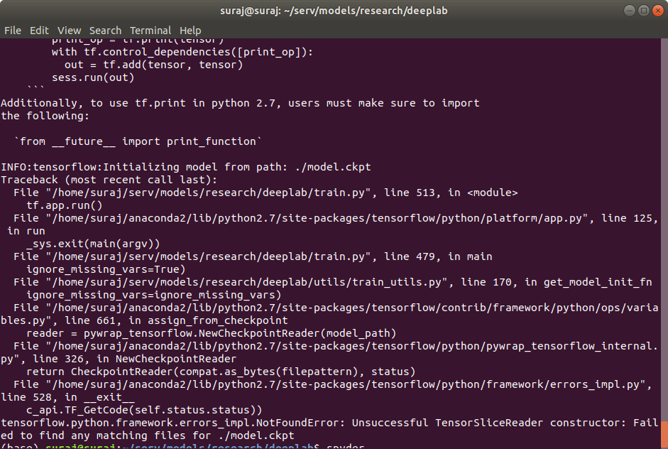 NotFoundError: Unsuccessful TensorSliceReader constructor: Failed to find any matching files ...