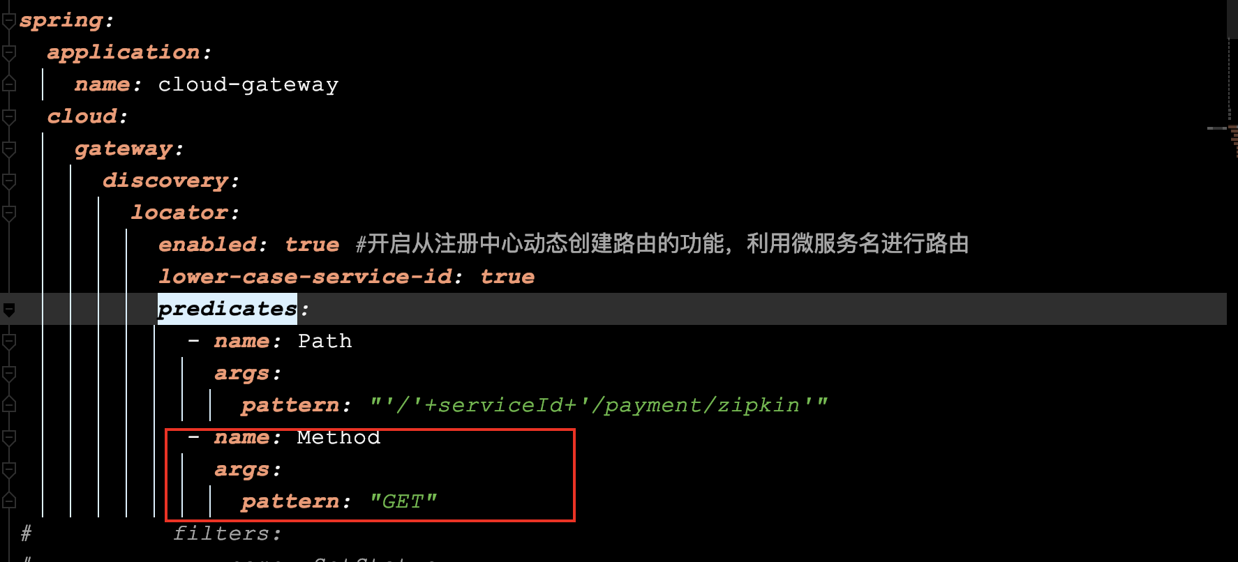 customize the predicates or filters used by the DiscoveryClient routes ...