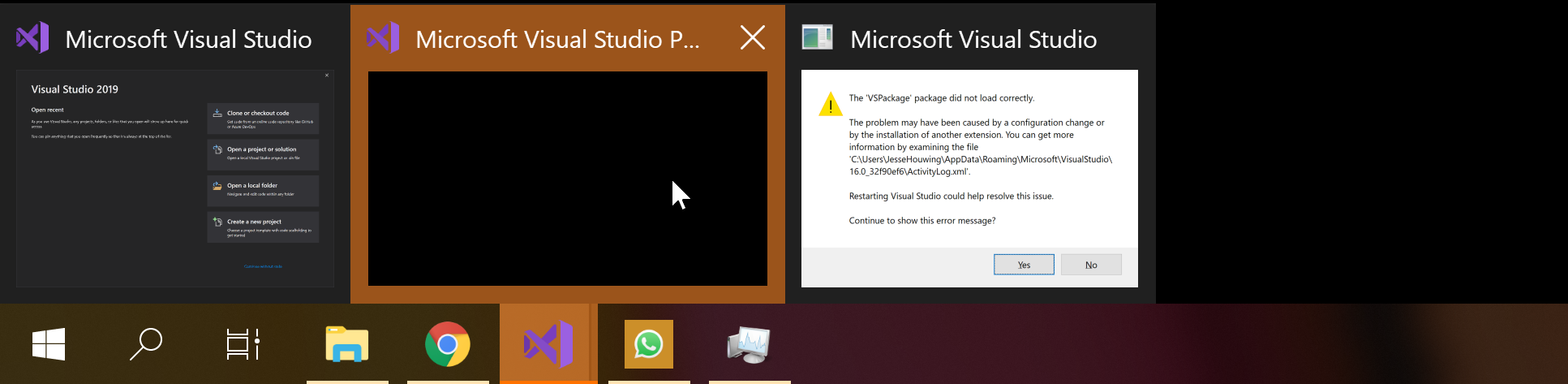 Plugin failed to load in Visual Studio 2019 Preview 1.1 · Issue #16 · madskristensen ...