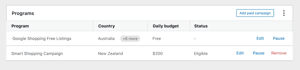 Dashboard: Programs tables should display Enabled column · Issue #431 · woocommerce/google ...